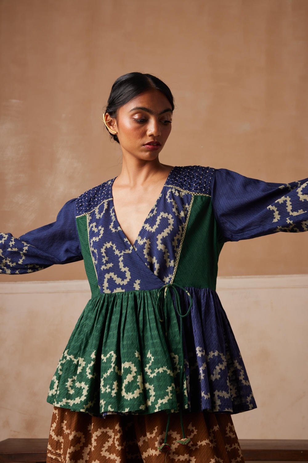 Buy Poem top-Indigo-Emerald Spiral from C&W | Tops And Shirts for Women